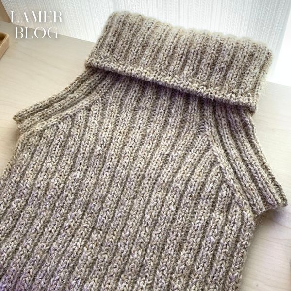 le knit / Note Rib Neck（ベージュ）【英文パターン】: LAMER BLOG ~Handmade Crafter Meru~